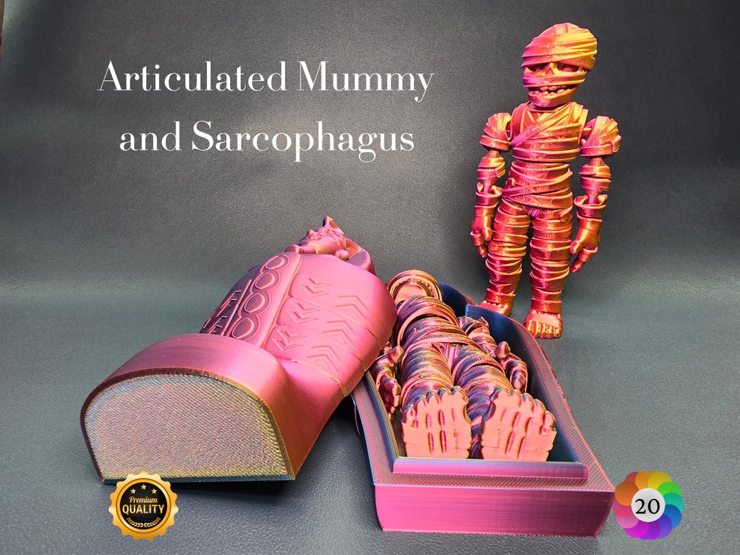 3D Printed Articulated Mummy and Sarcophagus: Halloween Decor - Etsy