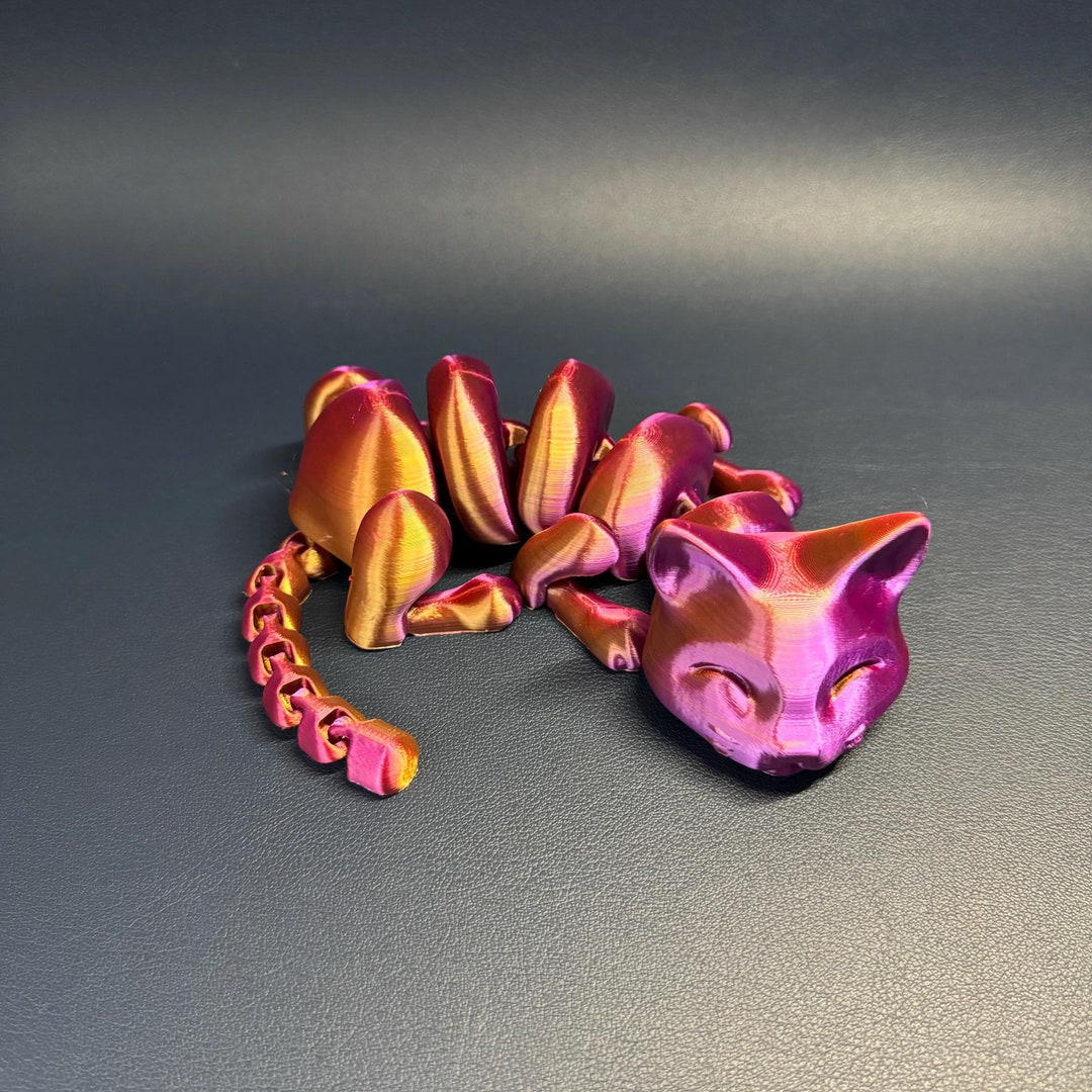 3D Printed Articulated Lazy Cat: Fidget Desk Toy - Etsy