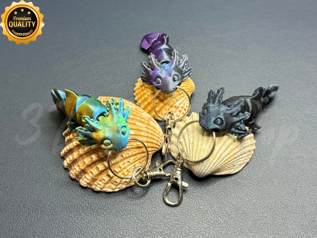 3D Printed Articulated Baby Axolotl Keychain, Axolotl Keychain, Fidget ...