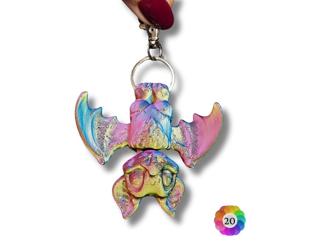 Articulated Bat Keyring, 3D Printed Keychain, Fidget Toy, Key Fob, Bag ...