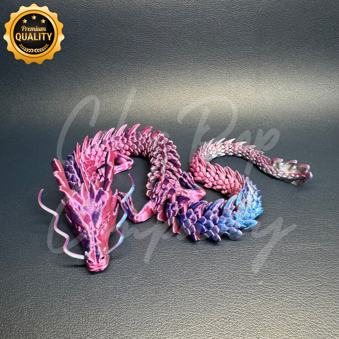 Articulated Chinese Dragon and Egg, Flexible Fidget Toy, Pink/blue ...