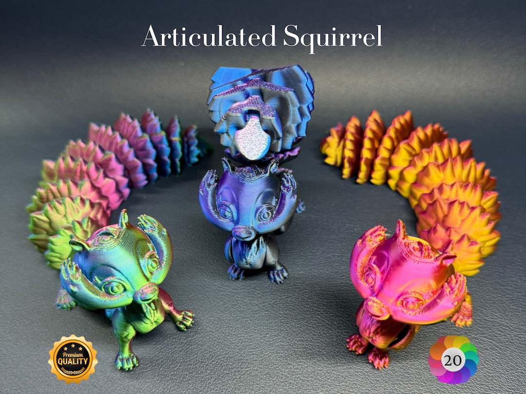 Articulated Squirrel, 3d Printed Flexible Fidget Toy, Articulated ...
