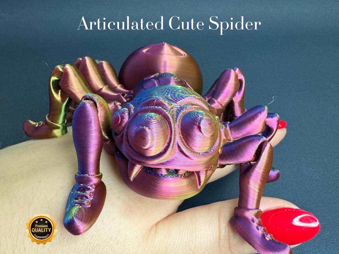 Articulated Cute Spider, 3D Printed Flexible Fidget Toy, Anxiety Toy ...