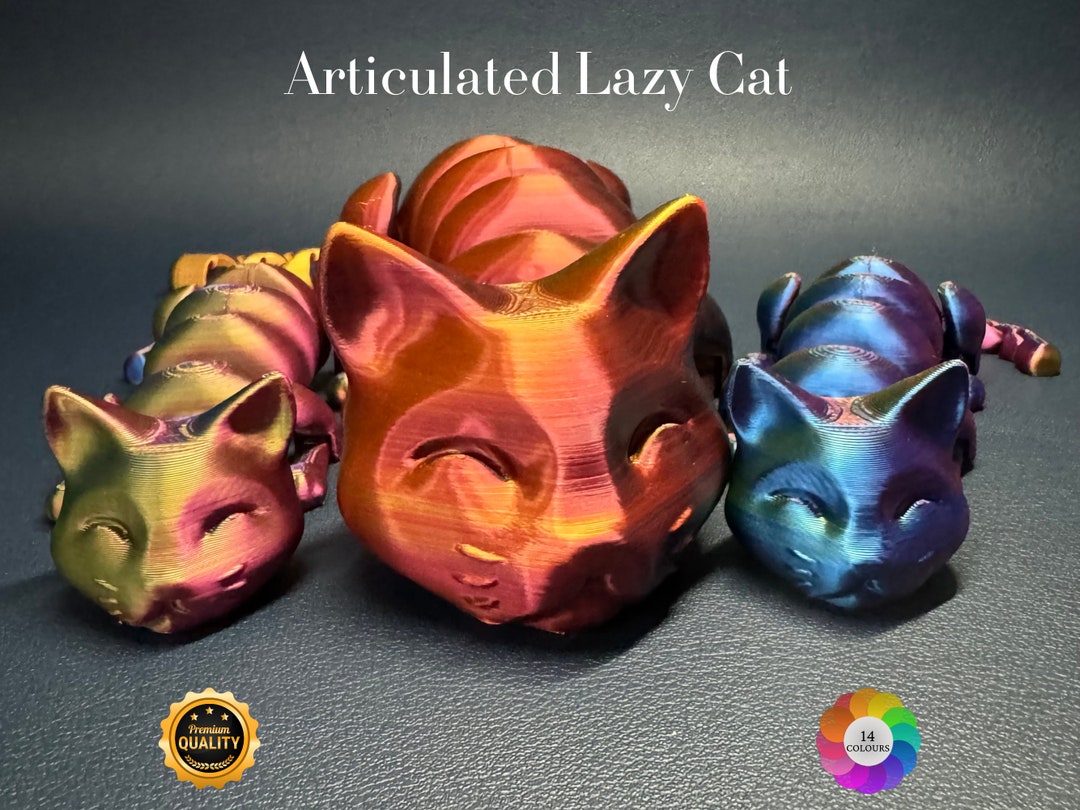 Articulated Lazy Cat, 3d Printed Fidget Desk Toy, Great Gift for Cat ...
