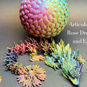 Articulated Sunflower Dragon and Egg, 3D Printed Flexible Fidget Toy ...
