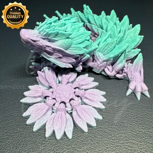 3D Printed Articulated Sunflower Dragon and Egg: Flexible Fidget Toy - Etsy