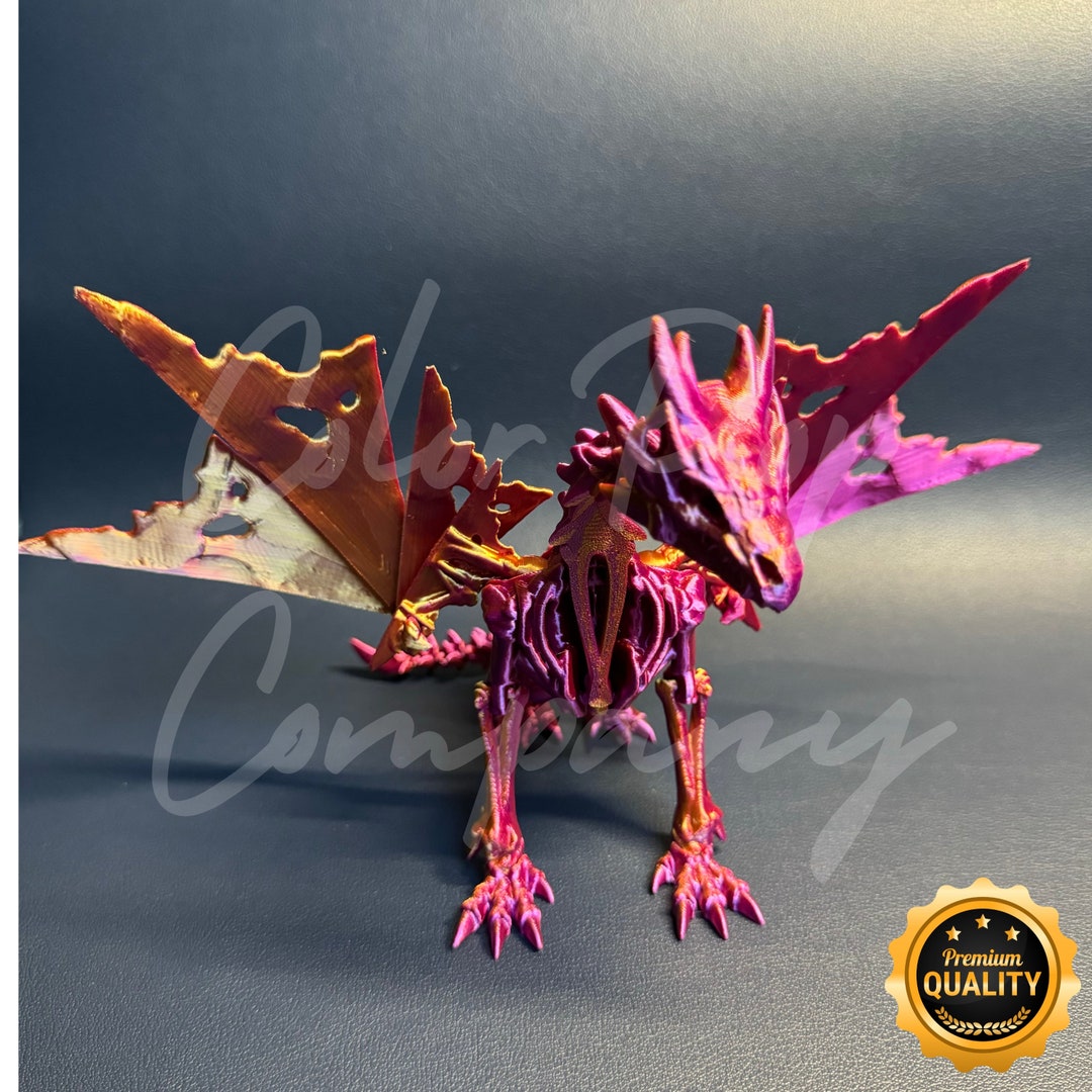 3d Printed Articulated Skeleton Dragon, Fan Wings Skeleton Dragon ...