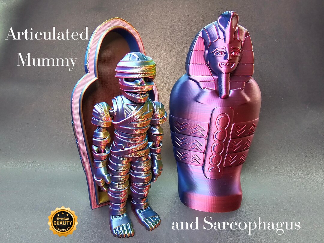 Articulated Mummy and Sarcophagus, 3d Printed Halloween Decor, Flexi ...