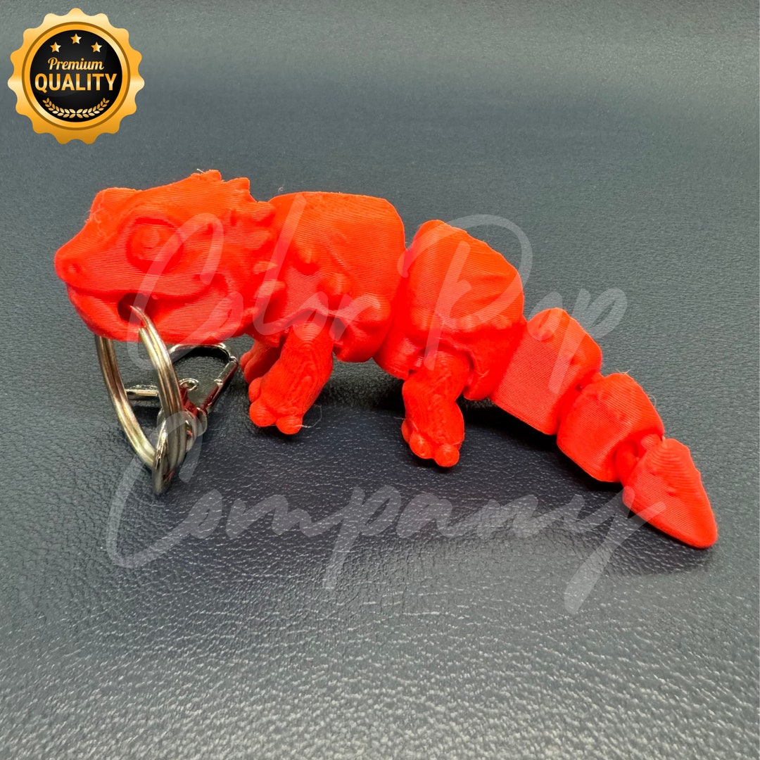 3D Printed Articulated Bearded Dragon Lizard Keychain, Key Fob, Bag Tag ...