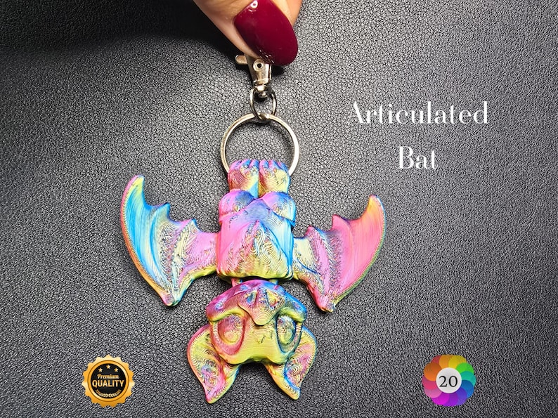 Articulated Bat Keychain, 3D Printed Fidget Toy, Bag Tag - Etsy