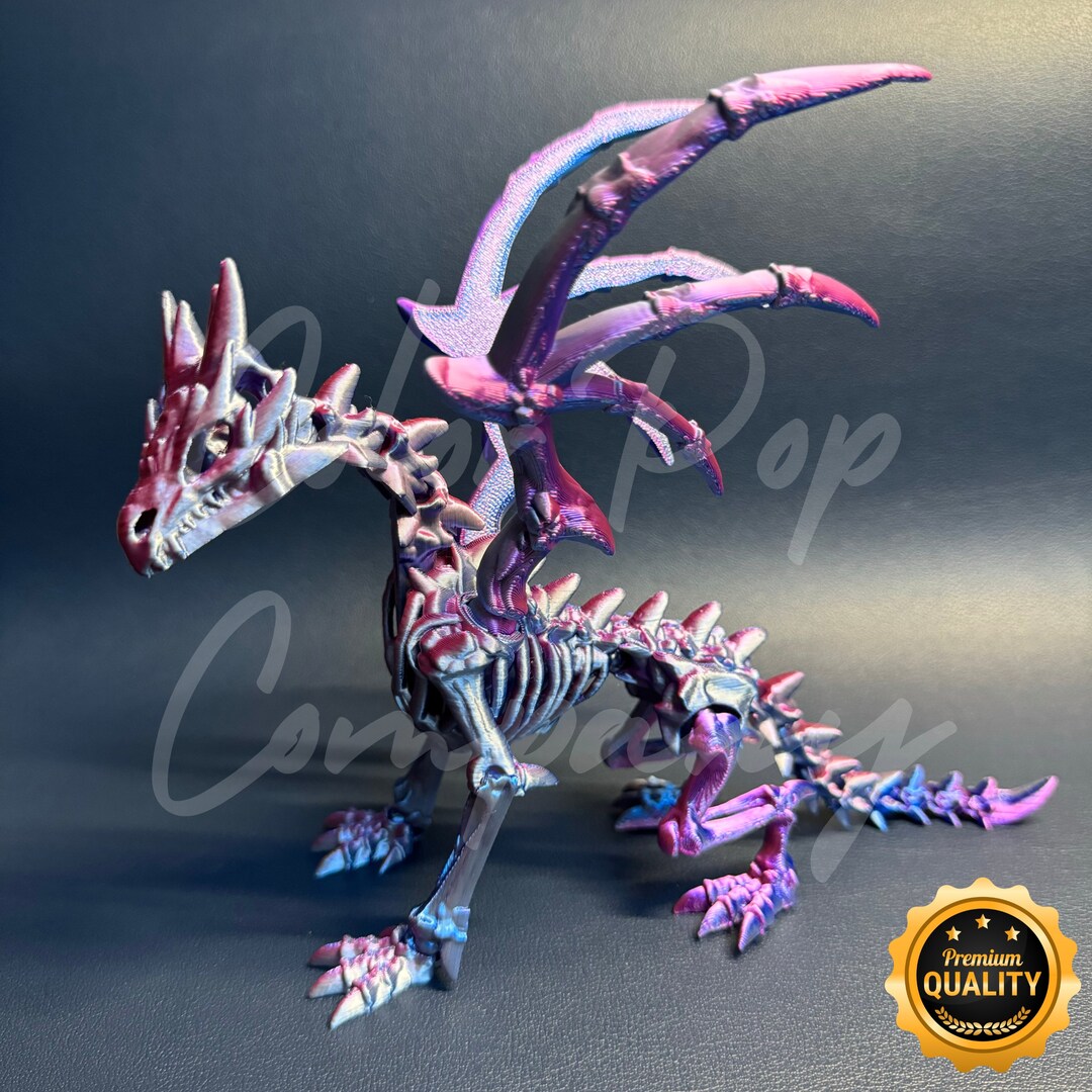 3d Printed Articulated Skeleton Dragon, Flat Wings Skeleton Dragon ...