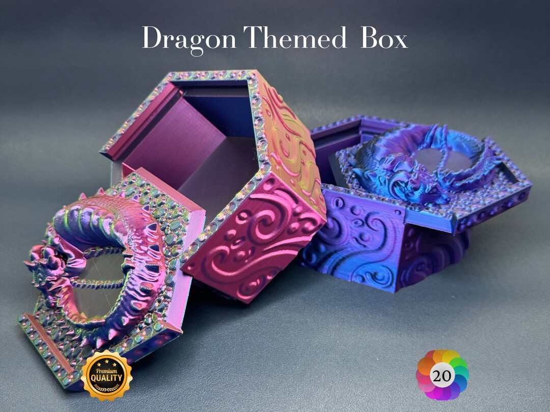 Pentagon Dragon Themed Storage Box, 3D Printed Mystical Storage for ...