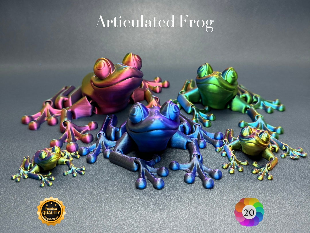 Articulated Frog, 3D Printed Desk Pet Toy, Flexible Fidget Toy, 20 ...