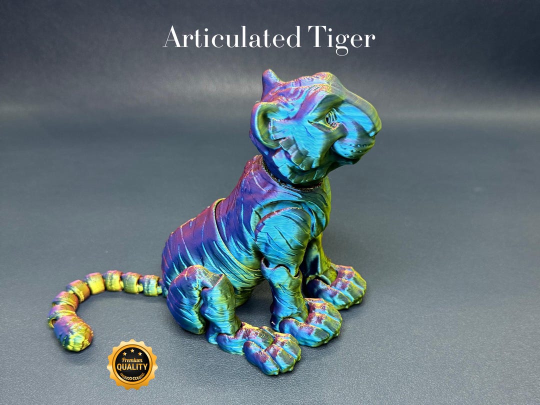 Articulated Tiger - 3D Printed Flexible Fidget Toy for Stress Relief ...