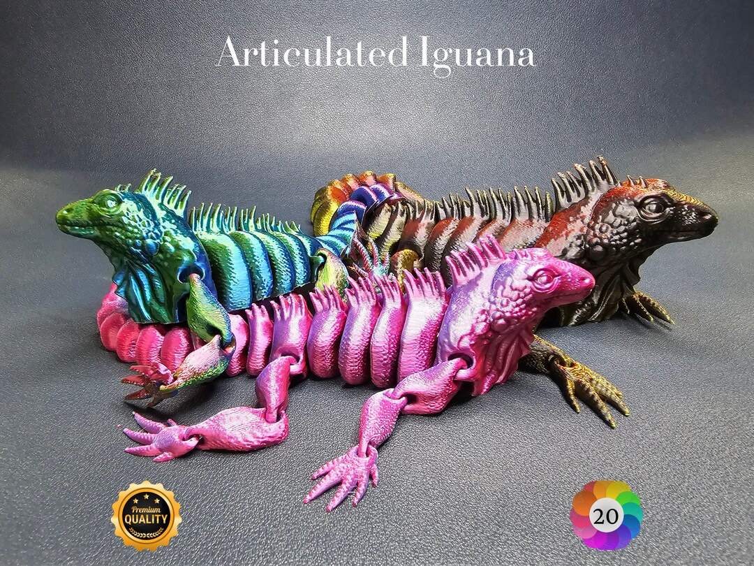 Articulated Iguana, 3D Printed Flexible Fidget Toy, Desk Pet ...