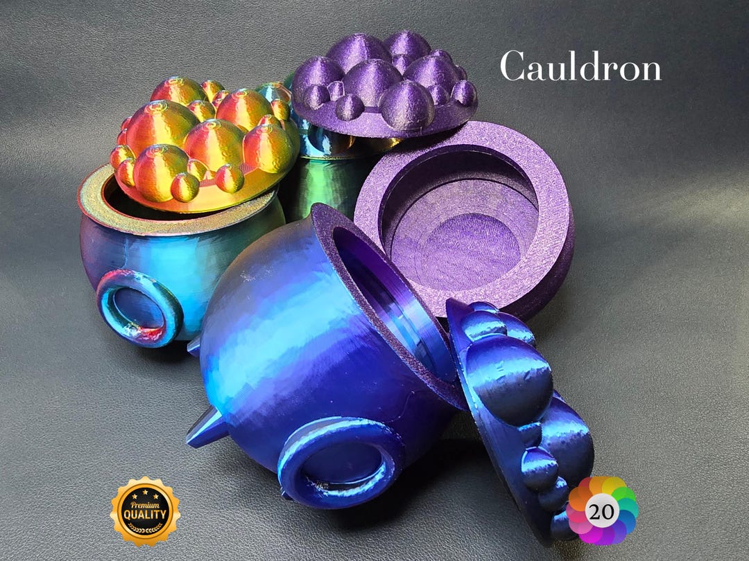 3D Printed Witch Cauldron With Lid: Halloween Decor & Treat Holder - Etsy