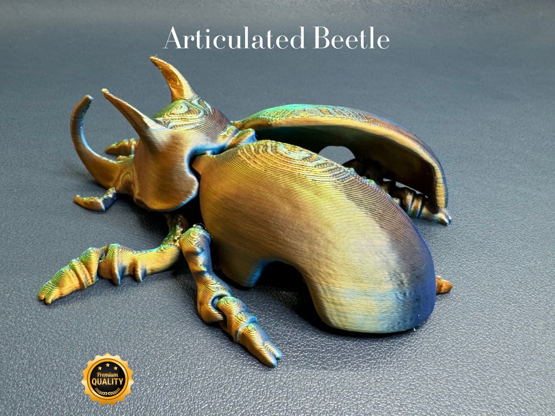 Articulated Unicorn Beetle, 3D Printed Flexible Fidget Toy, Great Gift ...