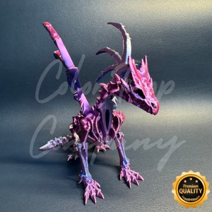 3d Printed Articulated Skeleton Dragon, Flat Wings Skeleton Dragon ...