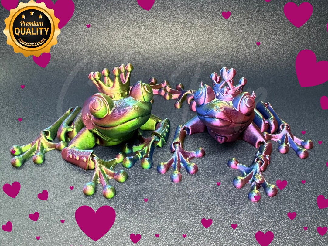 3D Printed Articulated Love Frogs Prince and Princess for Valentines ...