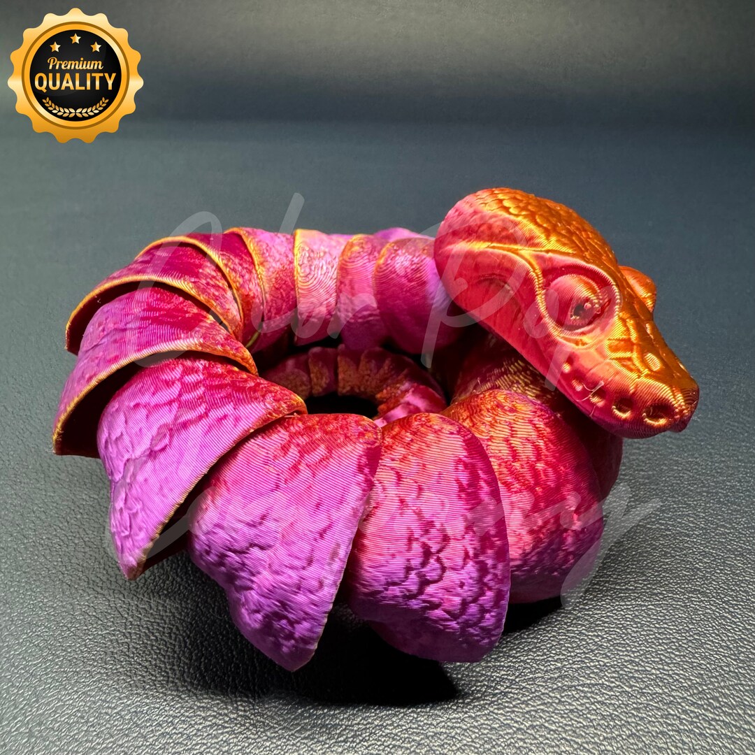 3D Printed Articulated Flexible Ball Python Snake, Desk Pet, Anxiety ...