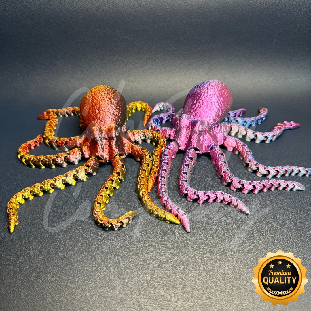 3d Printed Articulated Octopus, Flexible Fidget Toy, Anxiety Toy, 14 ...