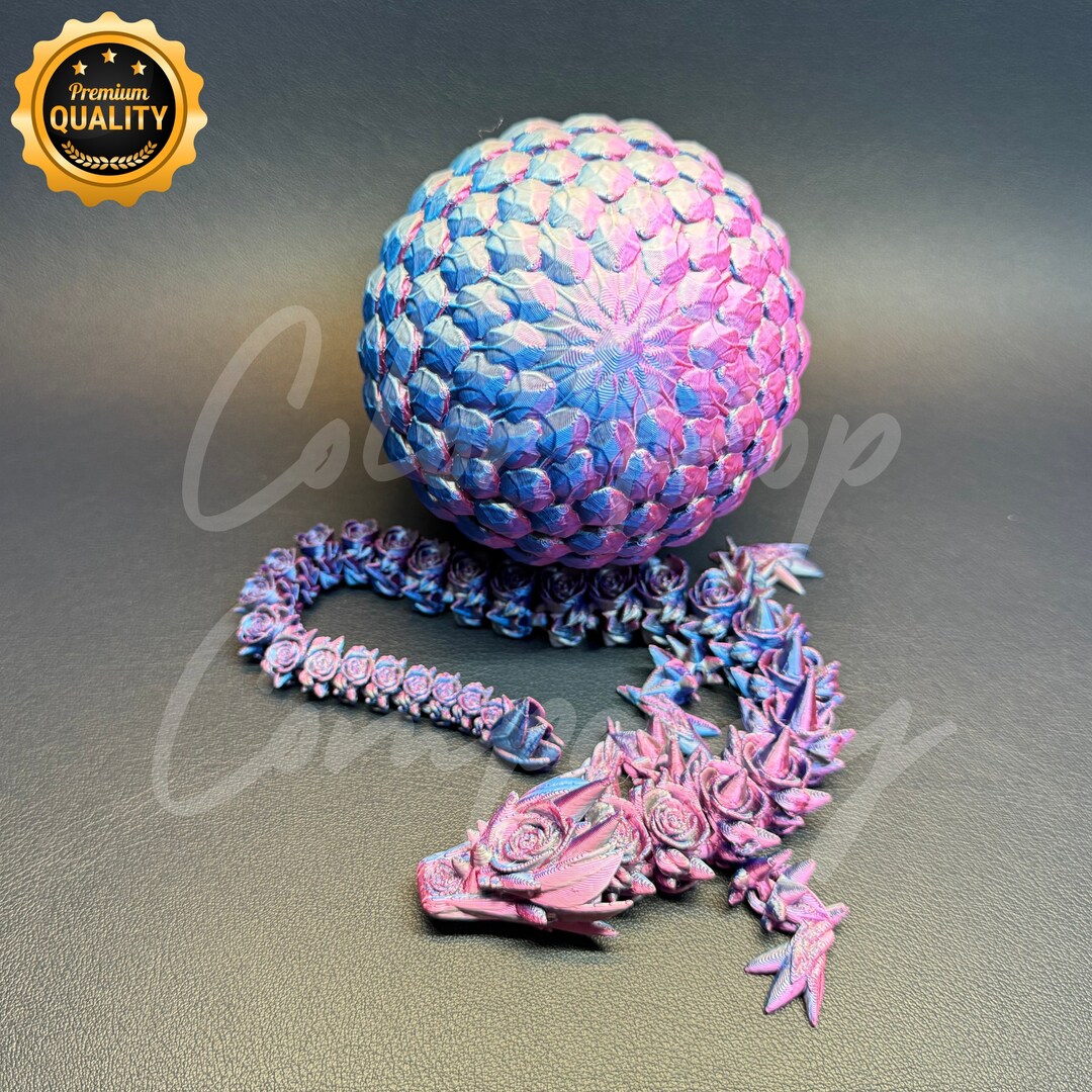 3D Printed Rose Dragon With Egg, Articulated Fidget Toy - Etsy