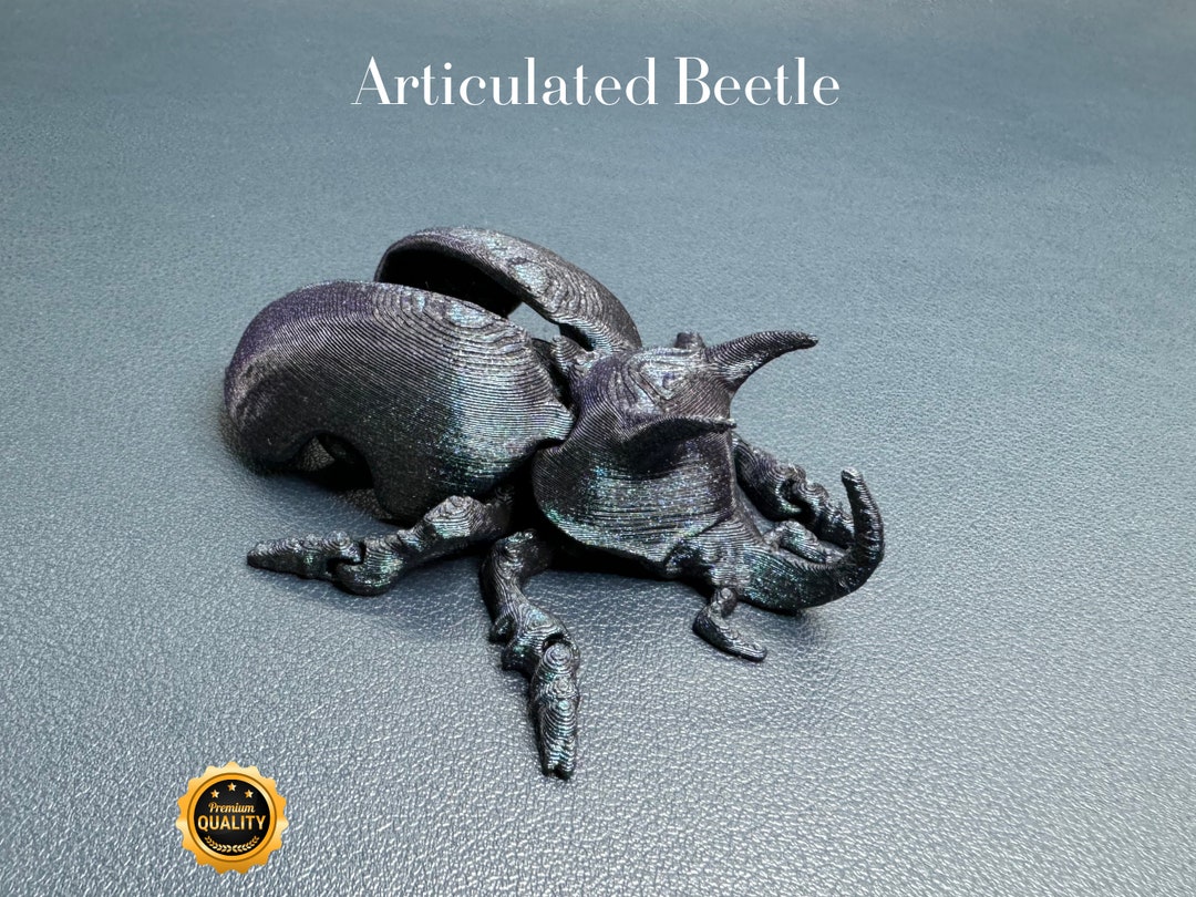 Articulated Unicorn Beetle, 3D Printed Flexible Fidget Toy, Great Gift ...