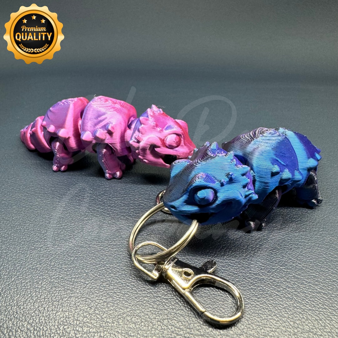 3D Printed Articulated Bearded Dragon Lizard Keychain, Key Fob, Bag Tag ...