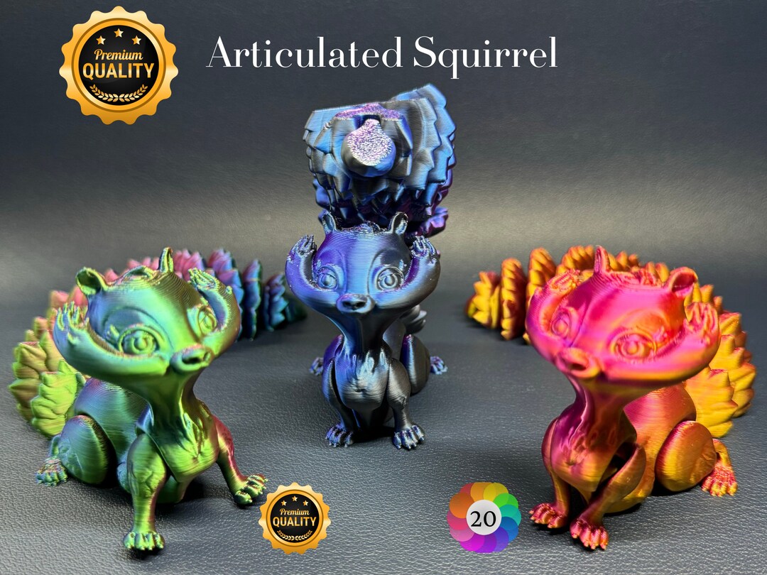 Articulated Squirrel, 3d Printed Flexible Fidget Toy, Articulated ...