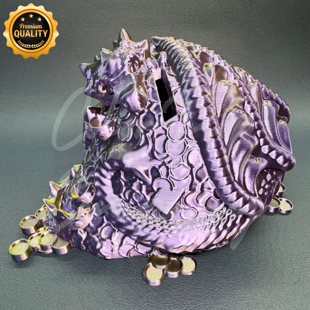 3D Printed Dragon-themed Piggy Bank, Safe for Your Savings, Piggy Bank ...