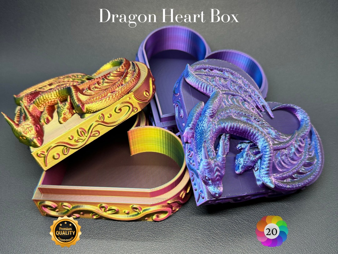 Heart Shaped Dragon Jewellery Box, 3D Printed Trinket Box With Lid ...