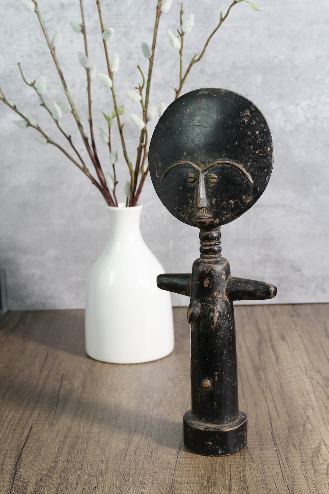 Vintage Ashanti Akua'ba African Fertility Doll, Rustic Hand Carved ...
