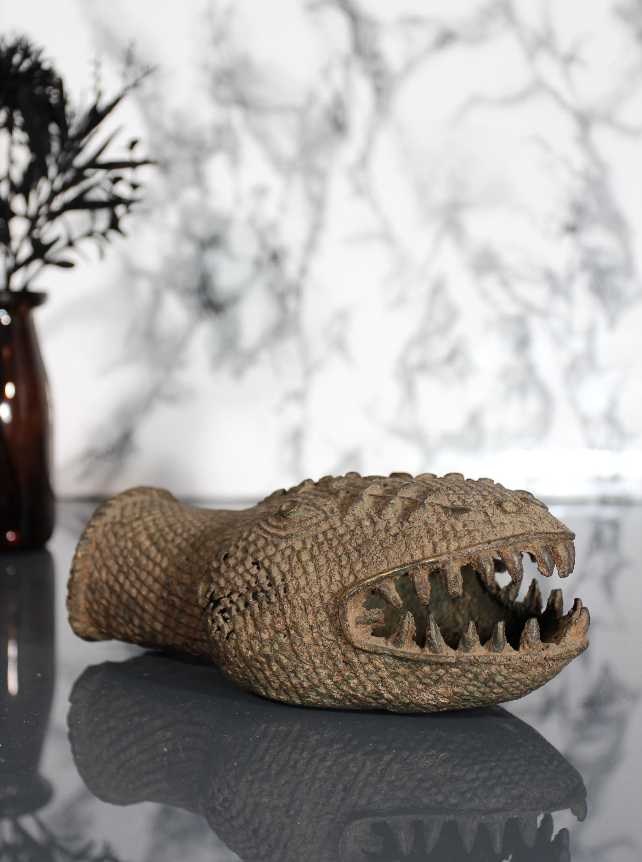 Benin Bronze Snake Head, Rare, Very Old With a Lovely Patina, Benin ...