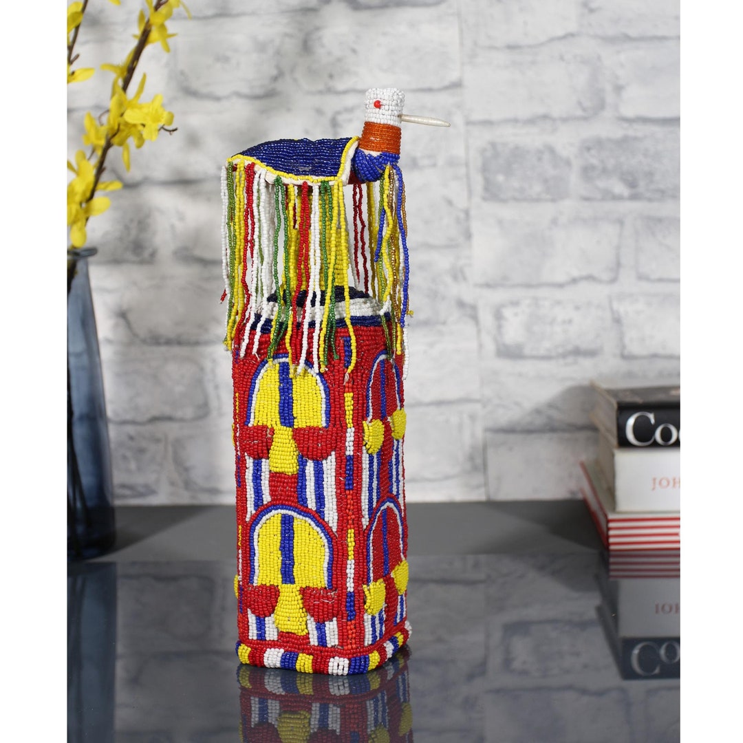 BEADED YORUBA BOTTLE - Magic Bottle, Diviners Fluid Bottle, Santerían ...