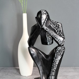 Abstract Thinking Man Hand Carved From Wood Black With White - Etsy UK