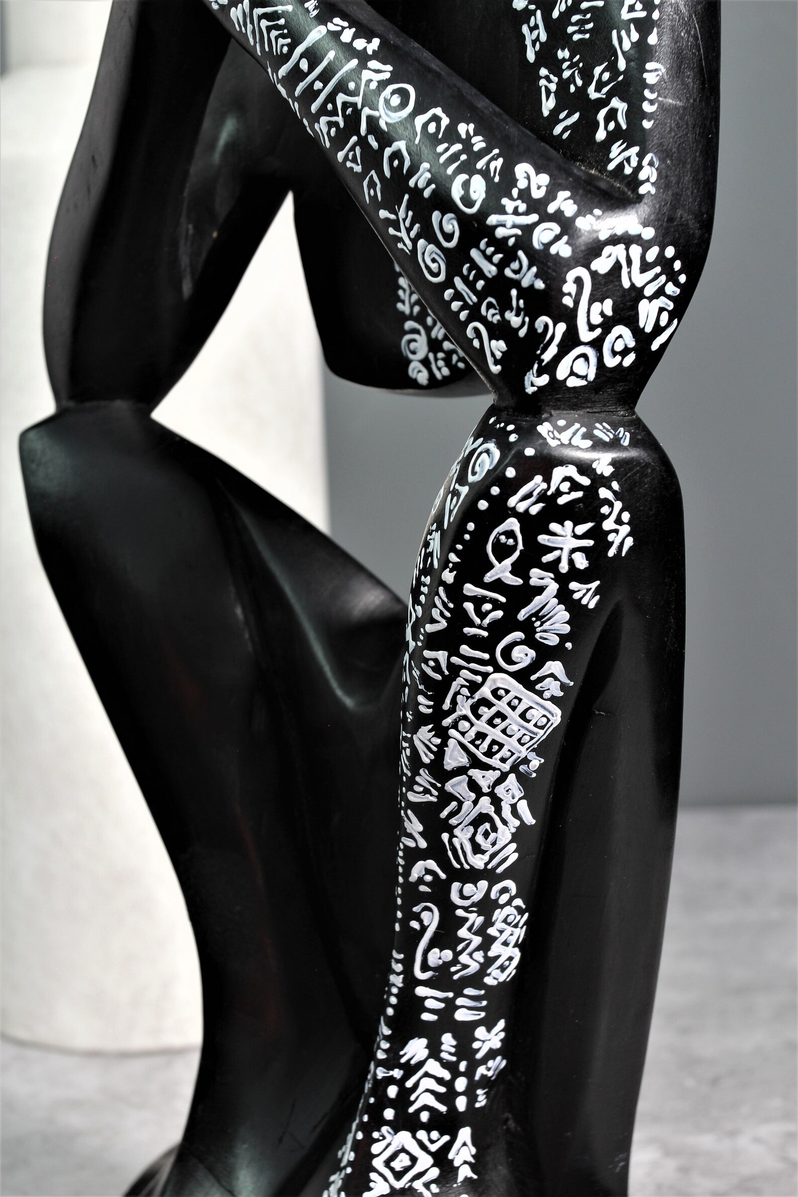 Abstract Thinking Man Hand Carved From Wood Black With White - Etsy UK