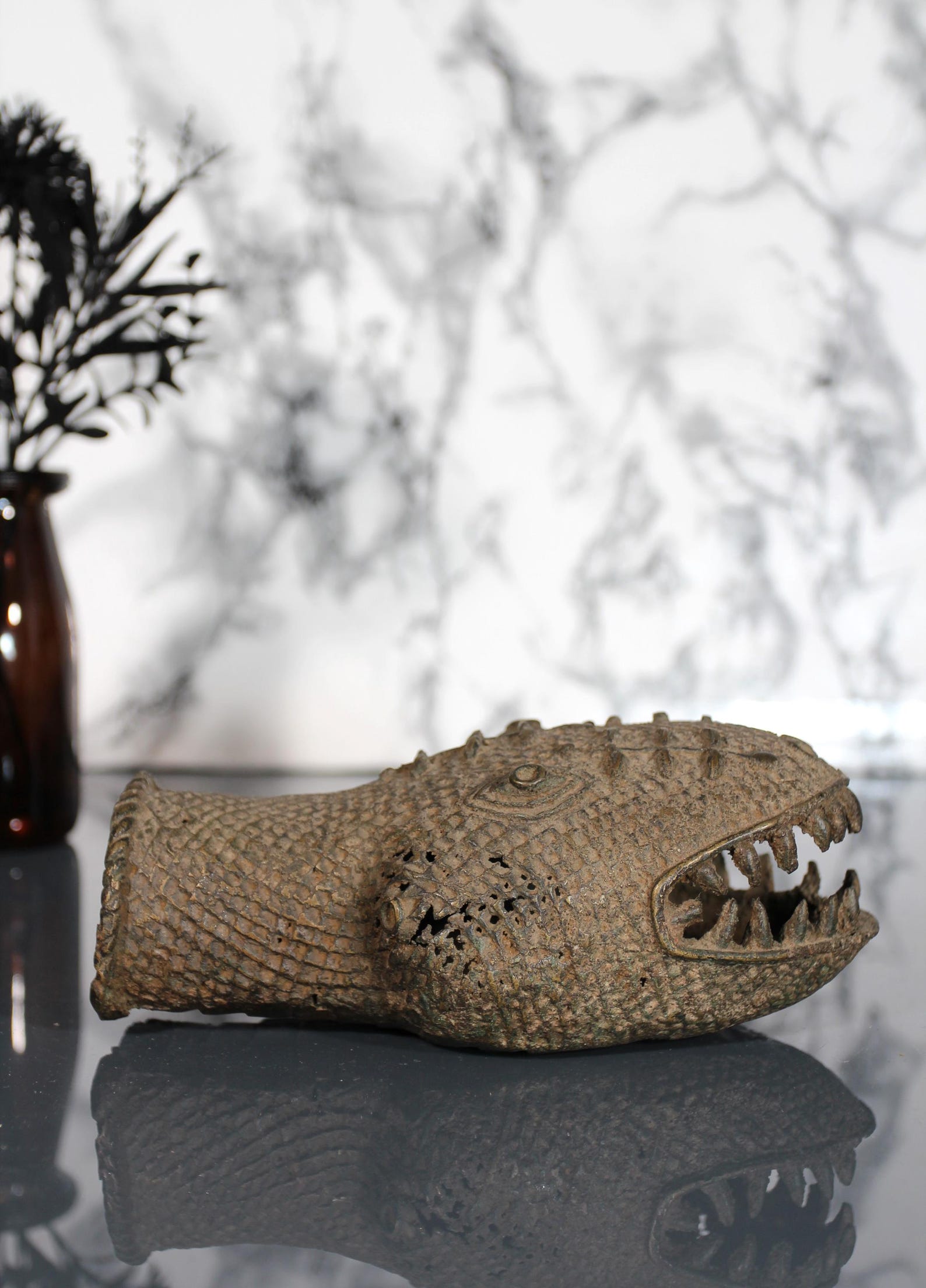 Benin Bronze Snake Head, Rare, Very Old With a Lovely Patina, Benin ...