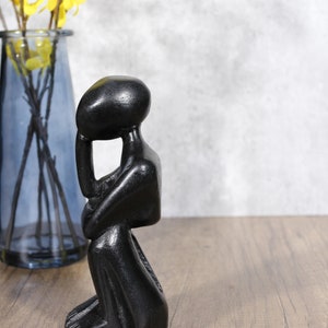 Abstract Thinking Man, Hand Carved From Wood, Cute Black Vintage ...