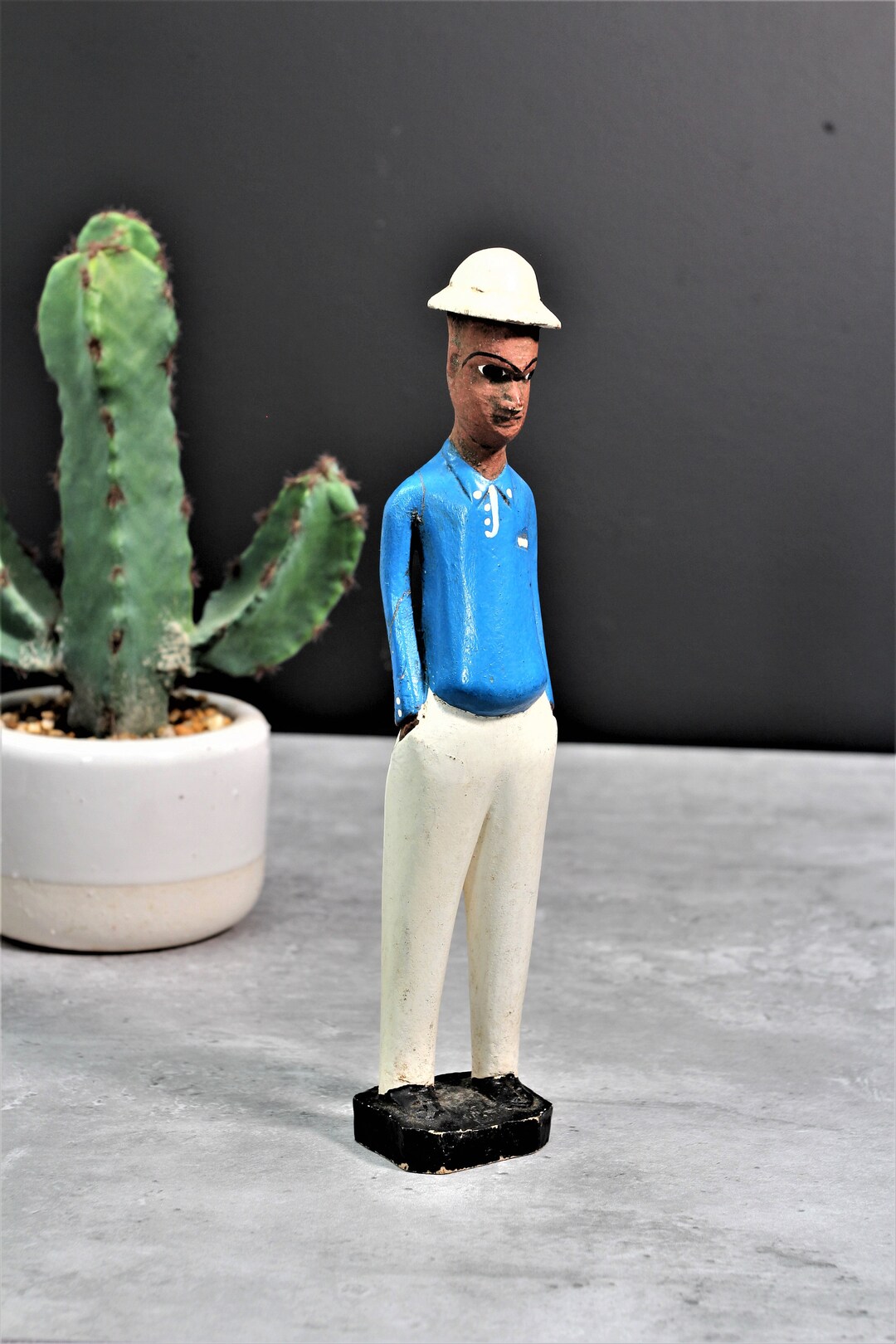 Colonial Figure Hand Carved in Africa, Vintage Colon Statue, Colon ...