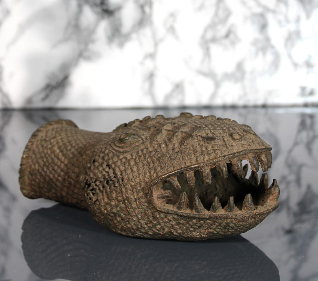 Benin Bronze Snake Head, Rare, Very Old With a Lovely Patina, Benin ...