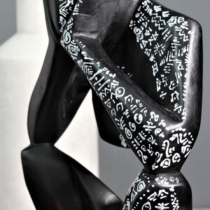 Abstract Thinking Man Hand Carved From Wood Black With White - Etsy UK
