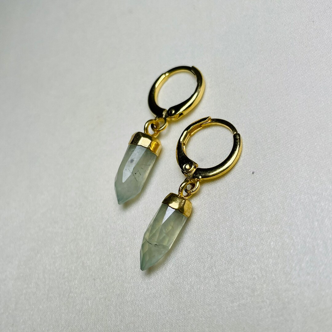 Prehnite 24k Gold-plated Crystal Spike Snug Huggie Hoop Earrings ...