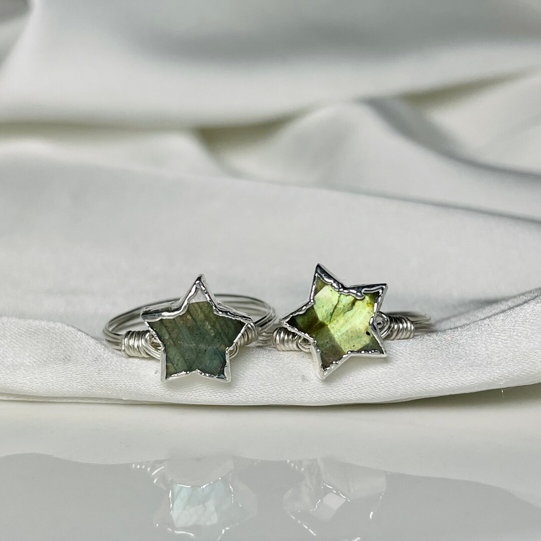 Labradorite Star Ring: Dainty Silver Wire Wrapped Ring - Etsy