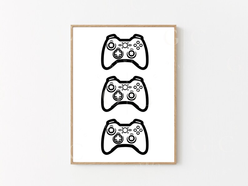 Video Game Controller Prints, Gamer Room Decor, Set of 3 (digital ...