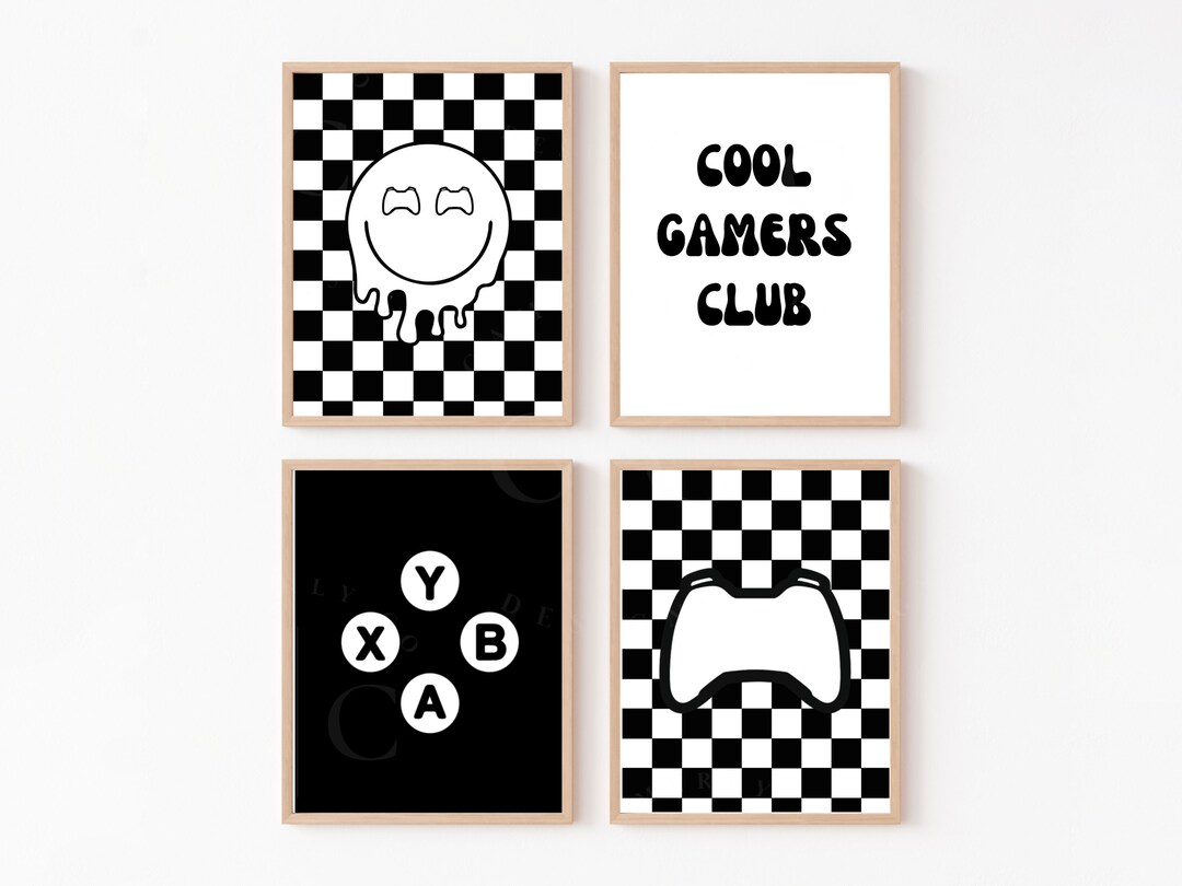 Video Game Poster Set, Black & White Prints, Gamer Room Decor (digital ...