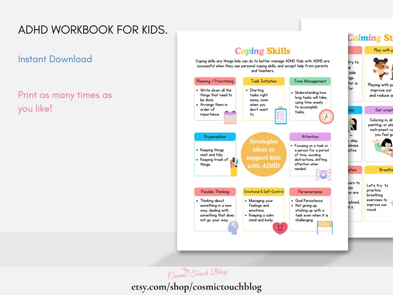 Kids ADHD Workbook, Adhd Activities, Kids ASD Worksheets Printable Kids ...