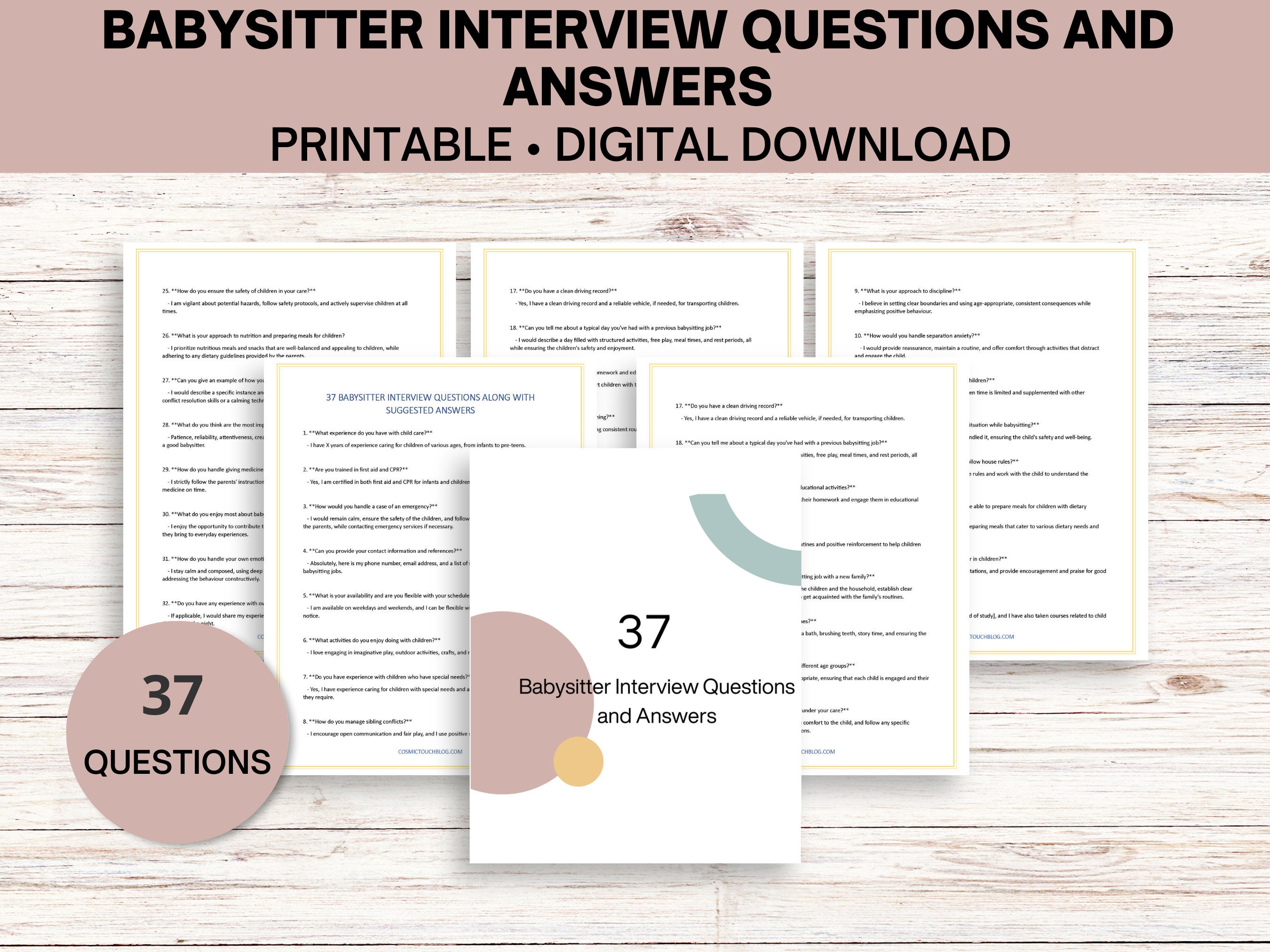 Babysitter Planner Printable, Babysitter Interview Questions, Interview ...