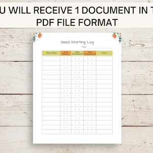 Seed Starting Log Planner | Printable Download | PDF | Size A4 A5 & US ...
