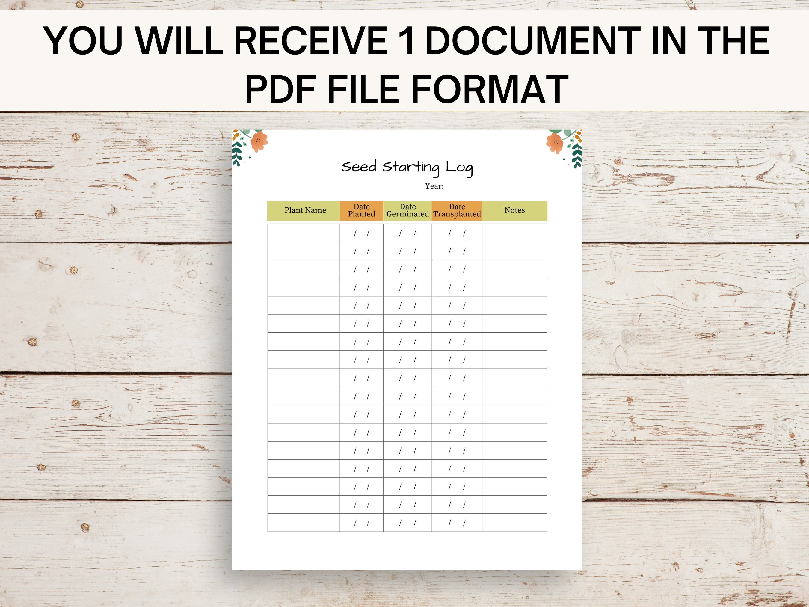 Seed Starting Log Planner | Printable Download | PDF | Size A4 A5 & US ...