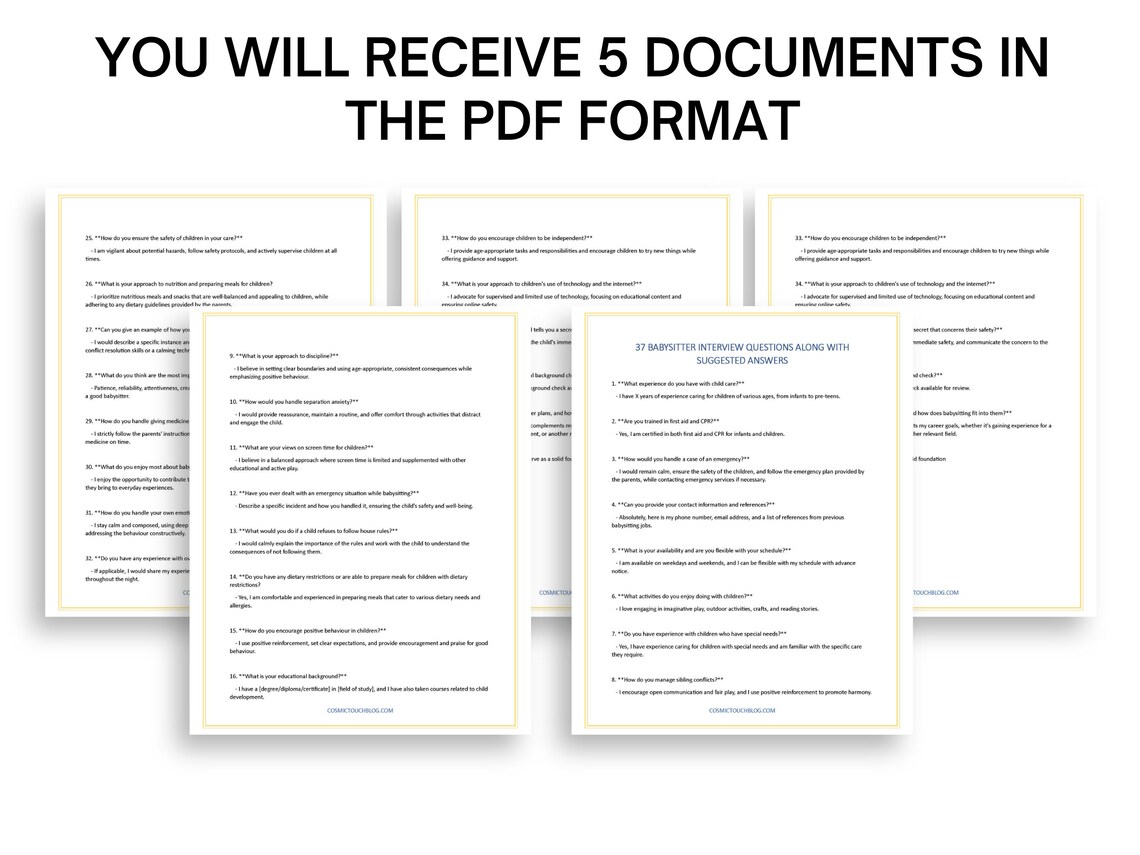 Babysitter Planner Printable, Babysitter Interview Questions, Interview ...